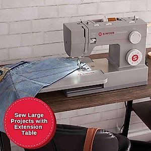 SINGER Heavy Duty 6380 Sewing Machine with Extension Table & Accessory Kit | Strong Motor with Enhanced Piercing Power, 110 Stitch Applications, Full Metal frame, 1-step Buttonhole & LED Light