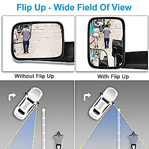 ECCPP Towing Mirror Replacement fit for 1998-2001 for Dodge for Ram 1500 1998-2002 for Ram 2500 3500 Pickup Power Heated Manual Folding Tow Mirrors