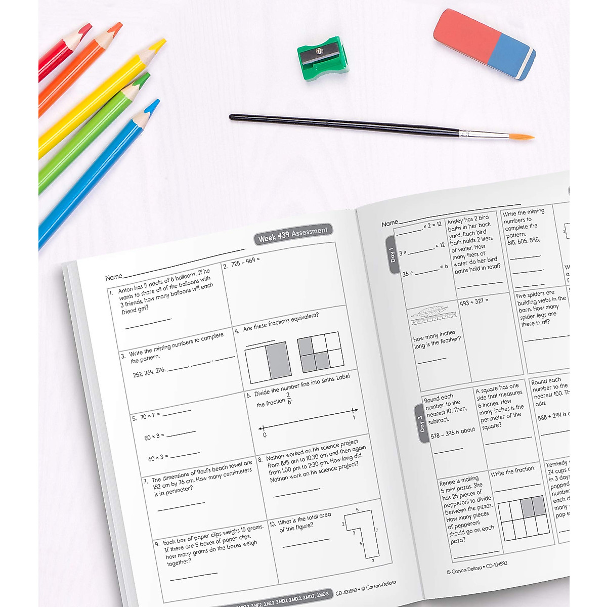 Carson Dellosa Common Core Math 4 Today Workbook—Reproducible 3rd Grade Math Workbook, Place Value, Geometry, Algebra Practice, Classroom or Homeschool Curriculum (96 pgs) (Common Core 4 Today)