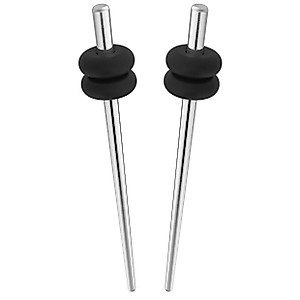 Evonix 2pc 16 Guage 1.2mm Tapers 316L Surgical Steel Tapers 16g Plugs Earlets Double Black O-Rings