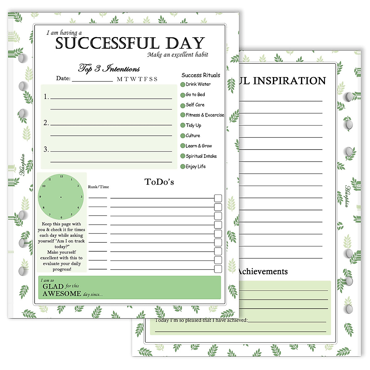 Harphia 2023-2024 A5 Daily Planner Refills Paper, 8.26'x5.5'' Undated Budget Planner Insert Refillable180 pages 6-Rings Journal Paper Refill, Daily Loose-leaf Journal Budget Paper, Double-sided