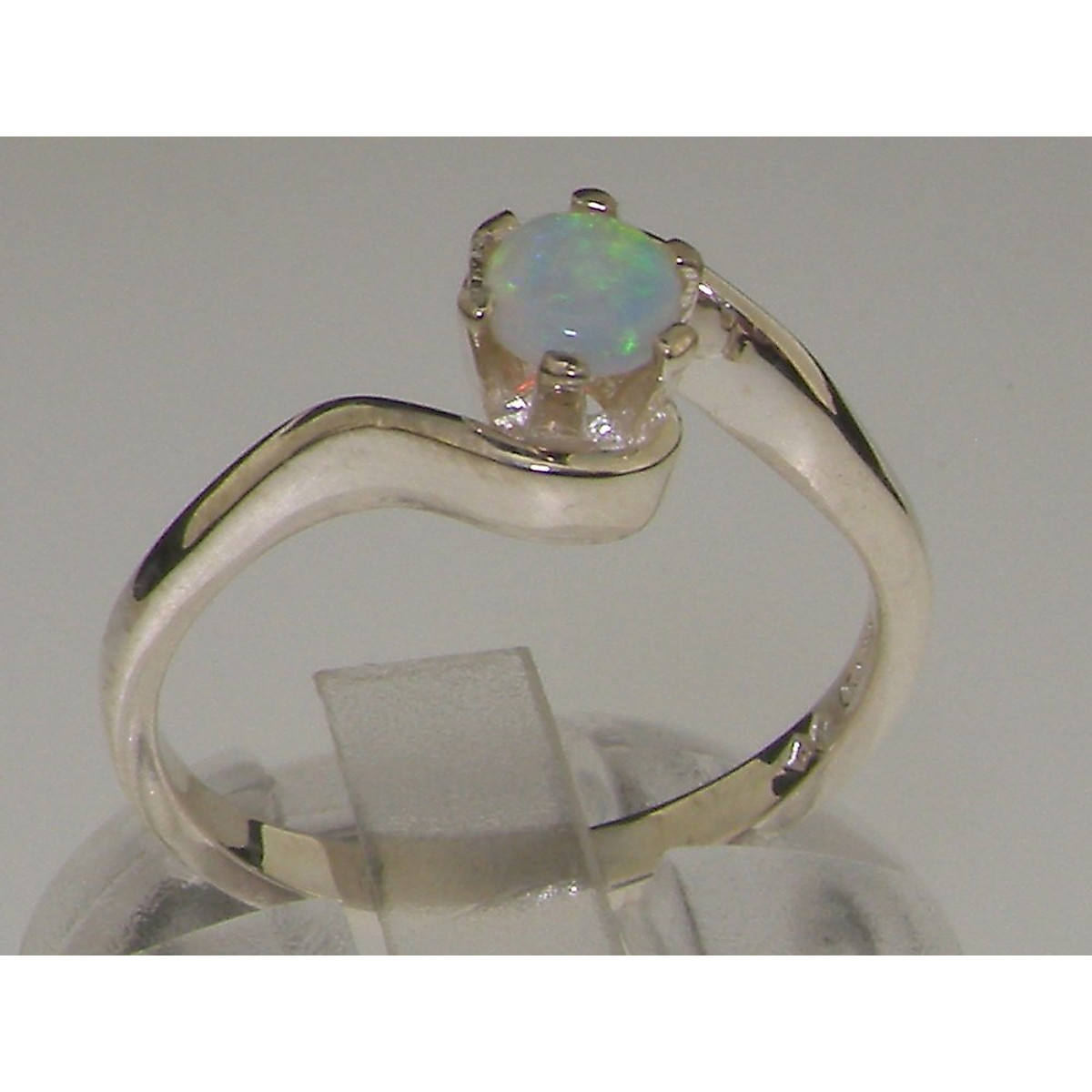 925 Sterling Silver Natural Opal Womens Solitaire Ring - Size 7.5