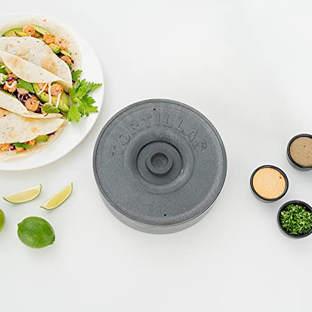 Restaurantware 8.5 x 2.3 Inch Tortilla Warmer 1 Microwavable Tortilla Holder - Lid Included Insulated Gray Plastic Tortilla Keeper Tortilla Server For Homes and Restaurants Durable