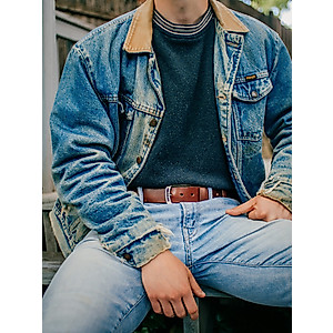 KEECOW Men's 100% Italian Cow Leather Belt Men With Anti-Scratch Buckle,Packed in a Box (1001-brown, 115cm (Pant Size:34-38))