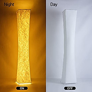 Omgomne Modern 61" Floor Standing Lamps with Remote Control,16 Colors Softlighting White Square Linen Shade LED Tall Lamps for Bedroom Play Kids Room