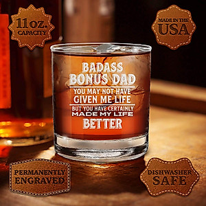 shop4ever Stepdad You May Not Have Given Me Life But You Certainly Made My Life Better Engraved Whiskey Glass, Father's Day Gift 11 oz.