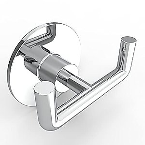 Ruacq Adhesive Double Towel Hook Chrome Round Base Bathroom Robe Towel Holder Hand Towel Hanger Stainless Steel and Zinc Alloy Modern Wall Mounted or Self-Adhesive
