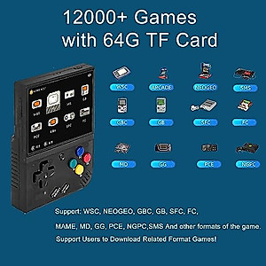 Miyoo Mini Plus Handheld Game Console 3.5 inch Classic System Retro Video Games Consoles Portable Rechargeable Hand Held 64G with Case (Gray)