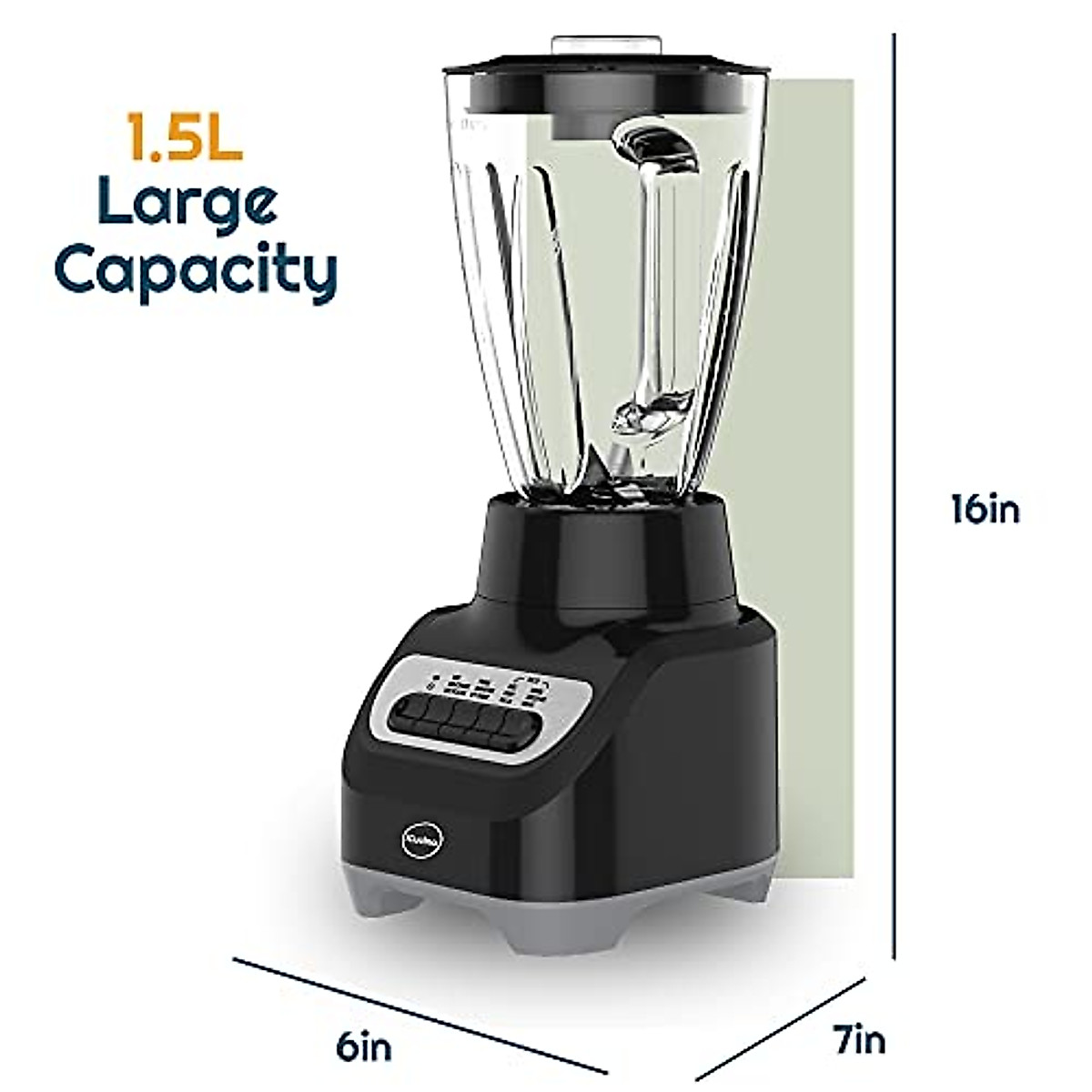 iCucina Countertop Smoothie Blender for Kitchen with 48 oz Glass Jar, 700W Professional Glass Blender for Shakes and Smoothies, Frozen Fruits, Baby Foods, 12-Speed for Mix, Puree, Ice Crushing and Easy Clean, Black, Licuadoras