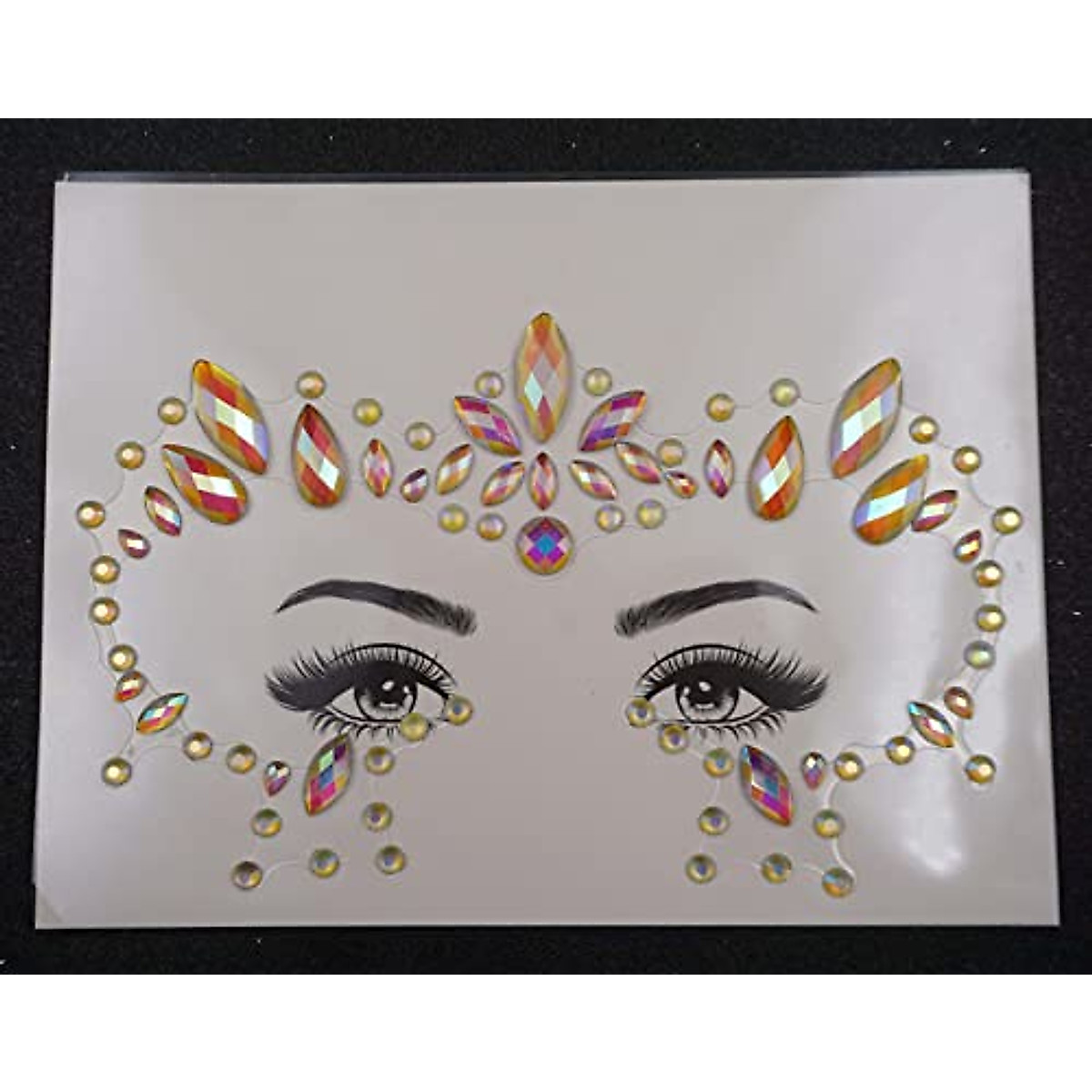 glow in the dark face gems stick on face jewels festival rave outfit mermaid rhinestone diamond pastie fluorescent body glitter jewels halloween face makeup (tp319 around eyes)