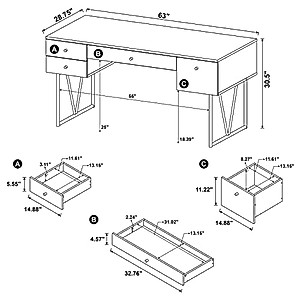 COASTER Analiese 4-Drawer Writing Desk Antique Nutmeg and Black