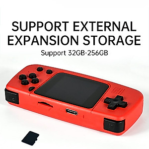 HKYRD Powkiddy Q36 Mini Handheld Game Console Retro Open Source System 32G/2000 Games (Red)