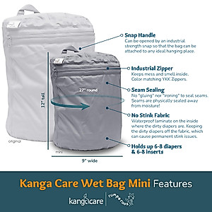 Kanga Care Wet Bag Mini Seam Sealed Waterproof 3D Dimensional for Baby Cloth Diapers, Travel, Beach, Pool, Gym, Swim | Castle