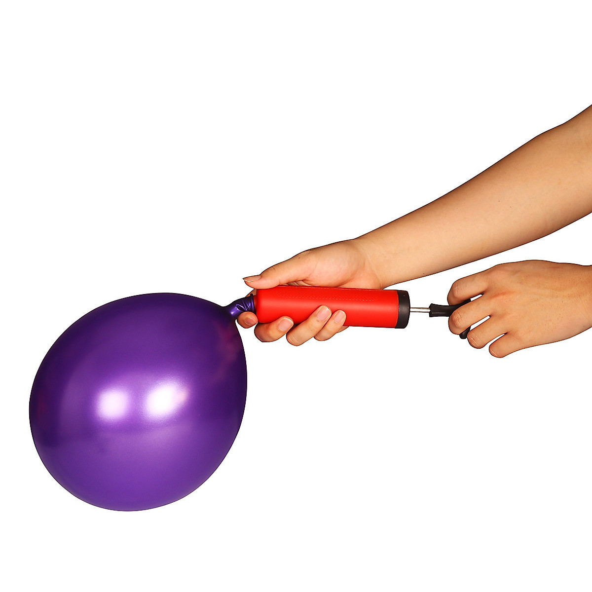 SKOLOO 8" Ball Pump Hand Air Inflator Kit for Soccer, Basketball, Volleyball, Water Polo Ball, Rugby, Exercise Sports Ball, Balloon, Needle, Nozzle, Extension Hose Included