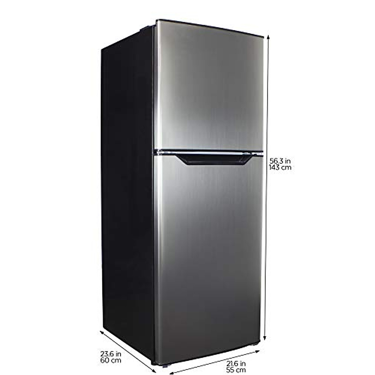Danby DFF070B1BSLDB-6 7.0 Cu.Ft. Mid-Size Refrigerator, Frost-Free Apartment Fridge with Top Freezer, E-Star Rated, 7, Black Stainless Look