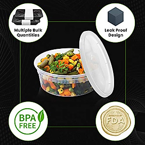 [24 Sets - 8 oz.] Plastic Deli Food Storage Freezer Containers With Airtight Lids Plastic Deli Containers with Lids, Slime, Soup, BPA Free Stackable Leakproof Microwave/Dishwasher/Freezer Safe