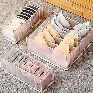 Ke1Clo 3 Pcs Underwear Organizer Closet Drawer Organizer for Clothes, Panty Organizer Women Drawer Sock Organizer, Bra Organizer for Drawer Dresser Drawer Organizers