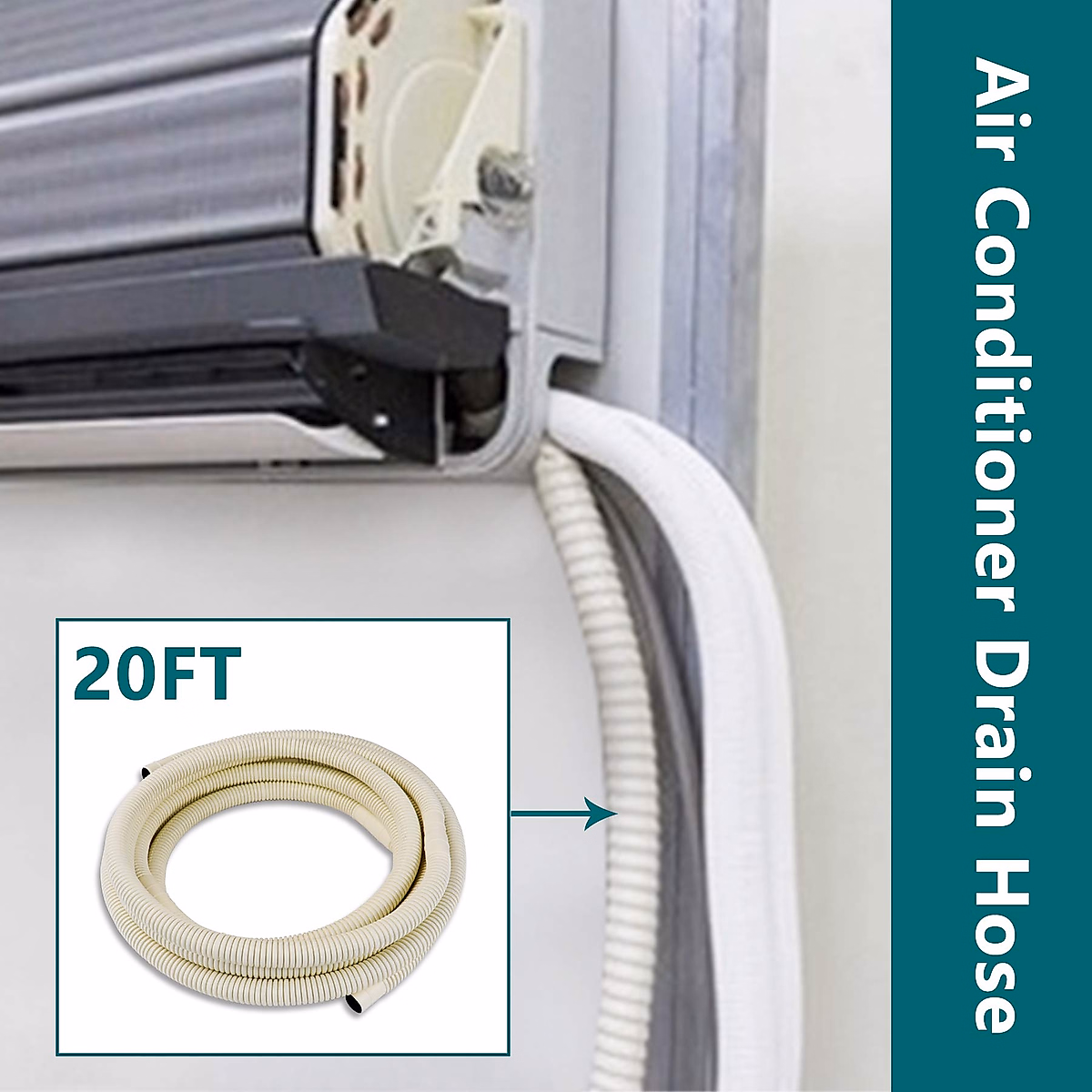 Daisypower Air Conditioner Drain Hose Pipe,20ft for Mini-Split Ductless AC, Heat Pump System,Cooling Only