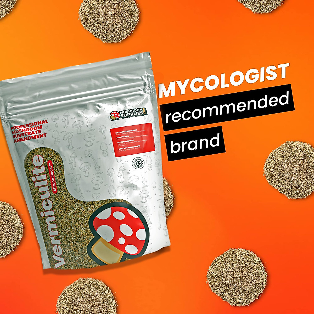 MushroomSupplies.com Organic Vermiculite (8QT) | Substrate Conditioner for Mushroom Growing | Mycologist Recommended