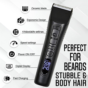 Brio Beardscape V1 Beard Trimmer for Men Professional with Low Friction Ceramic Blade, Cordless Professional Hair Trimmer for Barbers with 4 Hrs of Long Battery Timing, Ideal for Beard & Body (Black)
