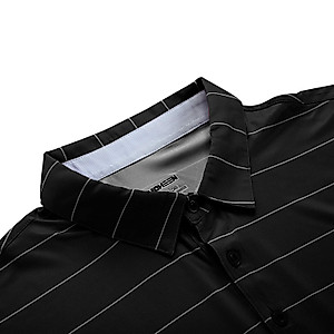 Men's Golf Shirts Dry Fit Short Sleeve Performance Golf Polo Shirts(12140-Black 3XL)