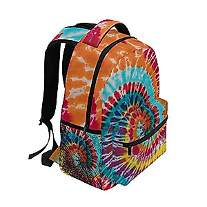 ALAZA Colorful Tie Dye Traditional Swirl School Bag Travel Knapsack Bags for Primary Junior High School