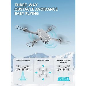 Drone with Camera for Adults - ROVPRO Dual Camera S60 RC Quadcopter with APP Control - Obstacle Avoidance, Waypoint Fly, Altitude Hold, Roll Mode, Headless Mode, 2 Batteries