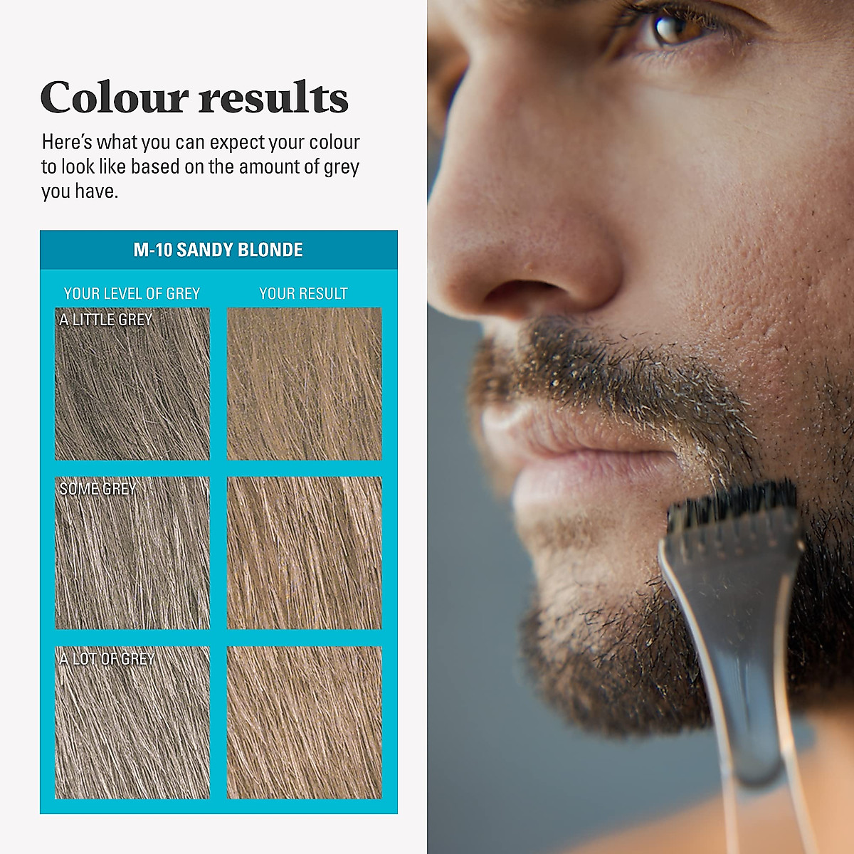 Just For Men M10 Sandy Blond mustache and beard brush in hair gel