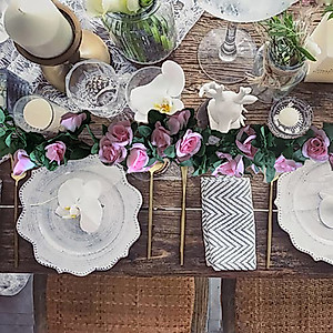 MUYG 2 Pack Artificial Rose Vine Garland Fake Roses Flowers Plants Vines Hanging Floral Leaves Decoration for Wedding Party Table Garden Arch Wall Home Room Decor(Pink)