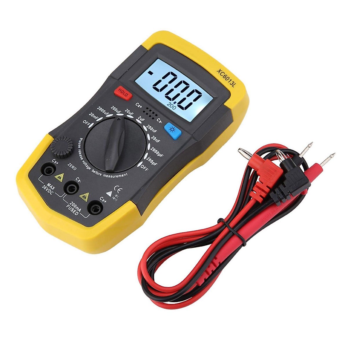 Portable Capacitance Meter,0.1pF - 20000uF Digital Capacitor Tester,with LCD Display and 2 Electroprobe,High Accurate and Low Power Consumption