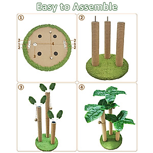 BNOSDM 35" Tall Cat Scratching Posts for Adult Cats Coconut Tree 3 Sisal Rope Claw Scratcher Dangling Ball Kitten Scratch Post Kitty Activity Center for Indoor Outdoor Cats Kittens