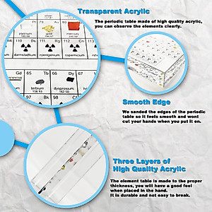Periodic Table with Real Elements Inside, Acrylic Periodic Table with Flannel Bag, 3D Periodic Table of Elements, Chemistry Gifts for Kids Adults Teacher