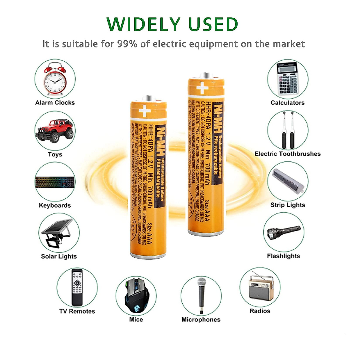 EOCIK 6 Pack HHR-4DPA NI-MH Rechargeable AAA Batteries for Panasonic 1.2V 700mAh AAA Rechargeable Battery for Cordless Phones