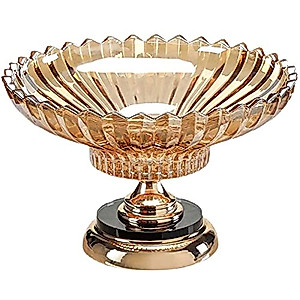 zhouye Durable Crystal Glass Fruit Bowl European Style Light Luxury Fruit Tray 12in/31cm, for Living Room Tea Table Wedding Decoration