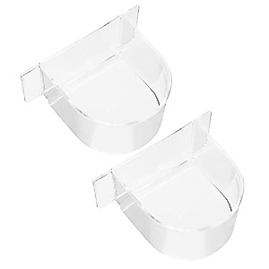 TEHAUX Birds Feeder, 2pcs Bird Cage Cups Prevents Spillage Thickened Semicircle Bird Bowls Clear Bird Water Dispenser for Bird Pigeon Parrot