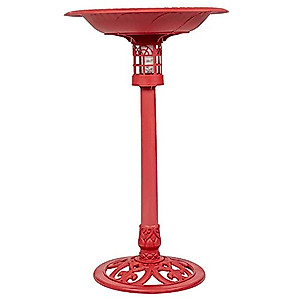 Sun-Ray 811011 Solar Lighted Bird Bath, Red