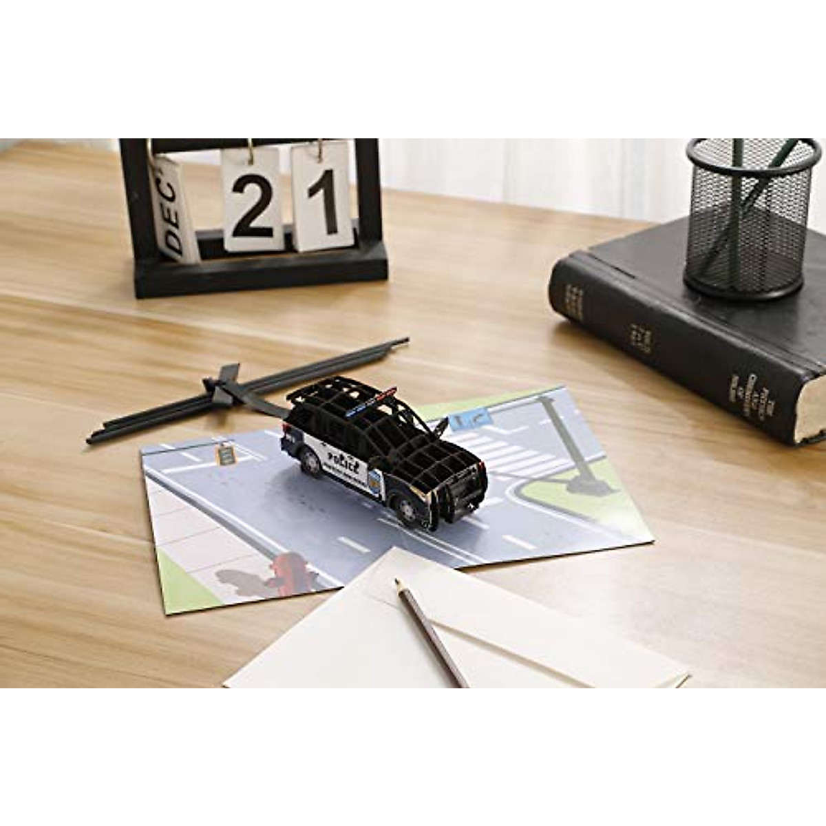 Liif Police Car 3D Greeting Pop Up Father's Day Card, Happy Birthday, Police Academy Graduation, Retirement, Congratulations, Cop, Police Officer Gifts