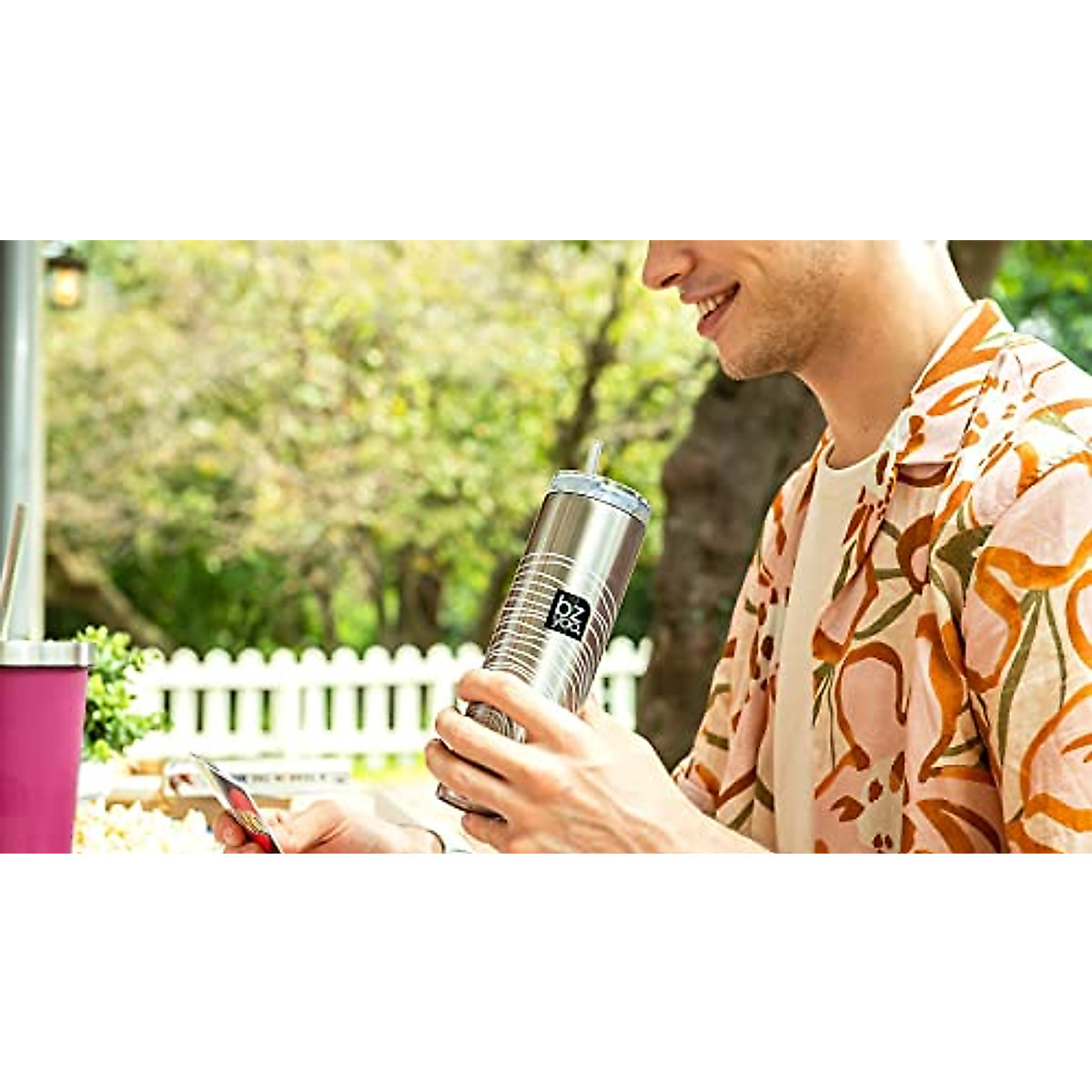 bzyoo Brew 18/8 Stainless Vacuum Drinking BPA-Free 15oz Coffee Mug Water Thermal Bottle Bundle with Leak Proof Design for Hike Camping Holiday New Year Gifts Wellness (2 Bottle Bundle)