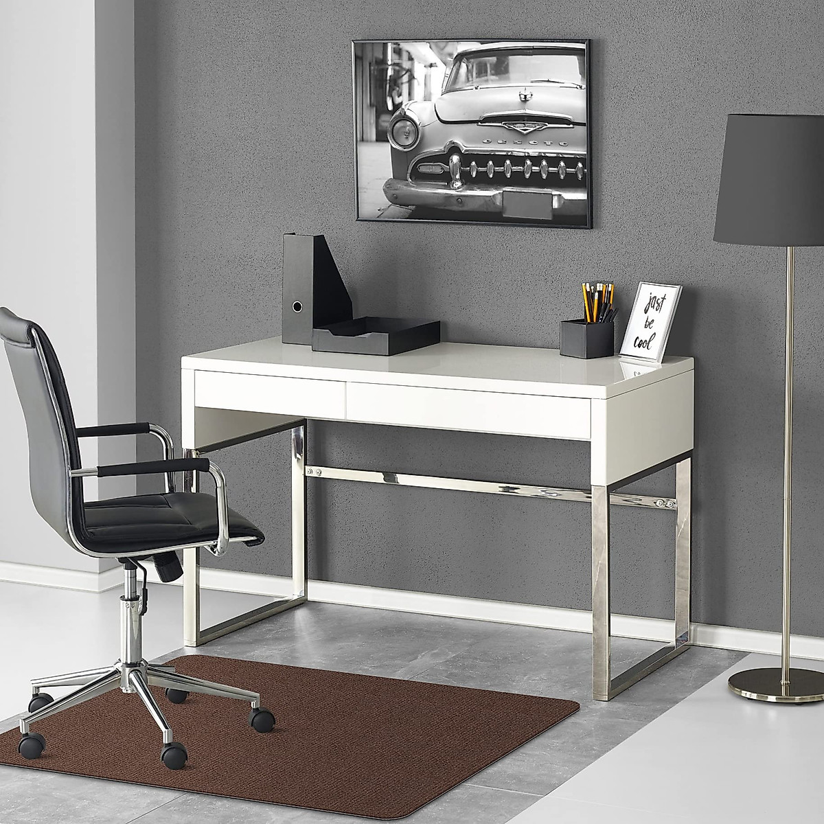 Office Hardwood Floor Chair Mat - Computer Chair Mat for Hardwood Floors, Pad for Hardwood and Tile Floors, Large Anti-Slip Home Desk Chair Mat, Easy Clean, NOT for Carpets, 36" X 55" Brown