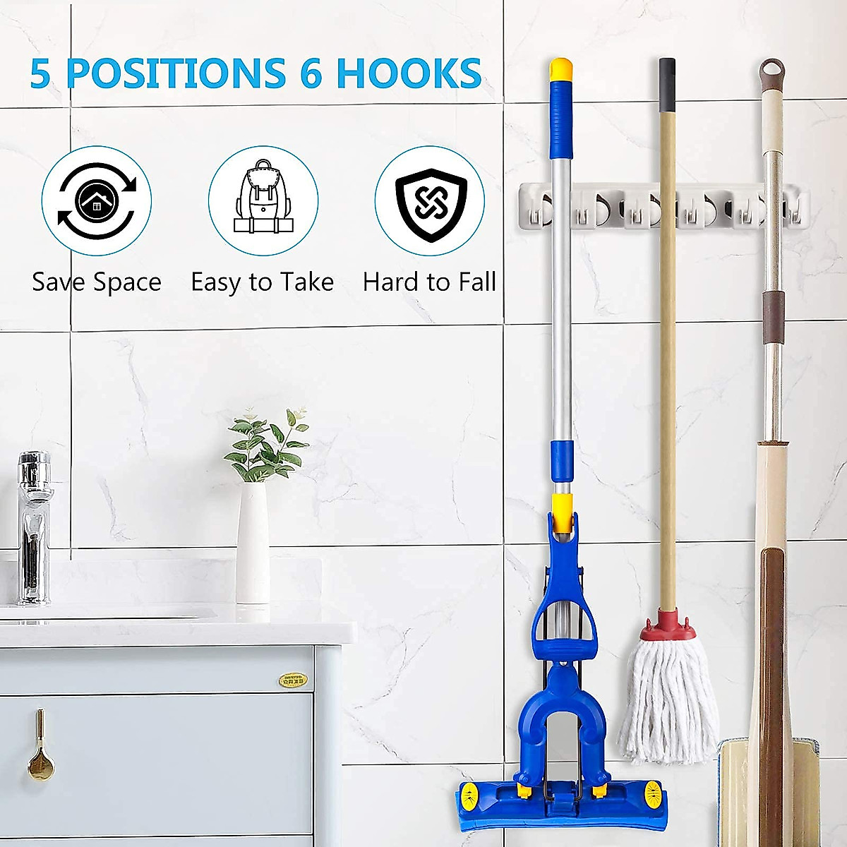 ONMIER Broom and Mop Holder Wall Mounted