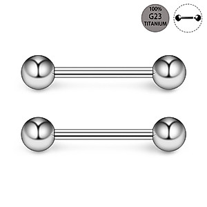 Ruifan Grade 23 Titanium Internally Threaded Nipple Shield Barbell Ring Bar Body Piercing 14G 1/2Inch 2PCS