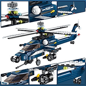 QMAN Building Blocks STEM Toy for Kids 8-in-1 City Police Helicopter Building Bricks Set Car Model Boat Building Toys for Boys and Girls Age 6+ Years Old (381 Pieces)