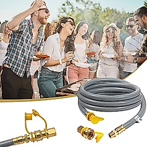 12FT 3/4" ID Natural Gas Hose with Quick Connect Fittings for NG/LP Propane Appliances, Grill, Patio Heaters, Generators, Pizza Oven, etc.