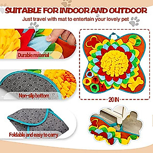 Meilzer Snuffle Mat for Dogs Pet Treats Feeding Mat for Small/Medium Breed Dogs Non-Slip/Portable/Durable Interactive Dog Puzzle Toys Encourages Natural Foraging Skills