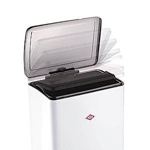 WESCO 381411-02 Pedal Trash Can, Red, Size: 13.6 x 15.9 x 25.6 inches (34.5 x 40.5 x 65 cm), Kitchen Pedal Bin, Double