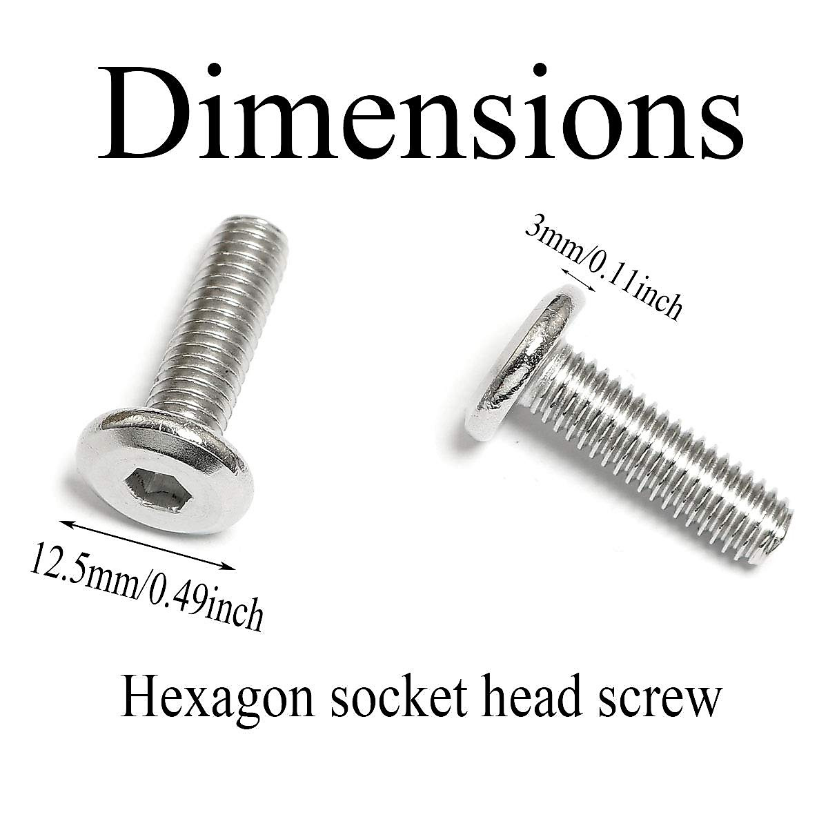 Pro Bamboo Kitchen 24pcs 304 Stainless Steel Hexagon Socket Head Screw, M6x20mm Inverted Flat Head Bolt, Oblique Round Head Hexagon Screw, Furniture Screw Countersunk Connector Fastener