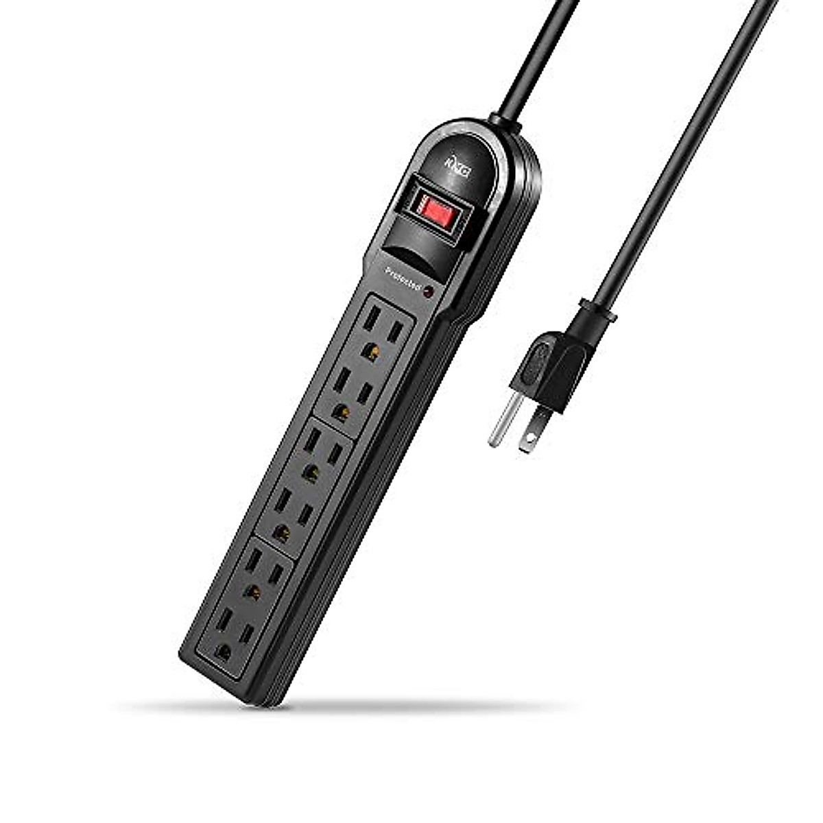KMC 6-Outlet Surge Protector Power Strip 2-Pack, 900 Joules, 4-Foot Extension Cord, Overload Protection, Black
