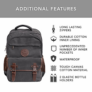 Ama Dablam Canvas Laptop Backpack for School Work & Travel (CarryOn), Cotton w/ 17in Sleeve | Waterproof | Durable (XL, 30 Liter) Lone Pine