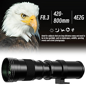 Ultra Telephoto 420-800mm F8.3 Manual Zoom Lens for Nikon DSLR F-Mount Cameras(D850 D810 D800 D610 D750 D500 D7200 D7500 D7100 D5600 D5300 D600 D3500 D3400 D3300 D3200 D5200 D5100 D5000 D7000 D700)