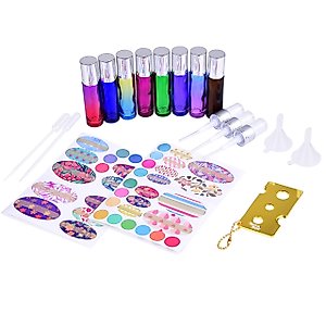 Kare & Kind Essential Oil Bottle Kit - 8x Essential Oil Bottle (0.35 oz - 10 ml), 8x Roller Ball Cap, 3x Fine Mist Sprayer, 1x Tool for Opening Bottles, 78x Label, 2x Mini Dropper, 2x Mini Funnel